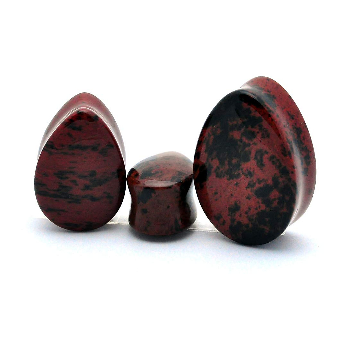 Mystic Metals Body Jewelry Mahogany Obsidian Stone Teardrop Plugs - Sold as a Pair (1-1/4" (32mm))