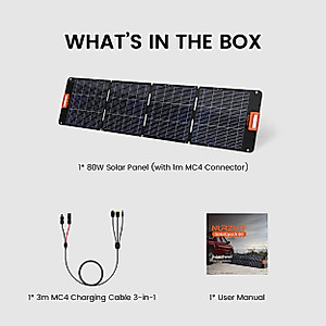 80 Watt Portable Solar Panel for Power Station, NURZVIY Waterproof Foldable Solar Cell Solar Charger w/ XT60 Anderson DC 8mm Connector for Camping, Off Grid Living