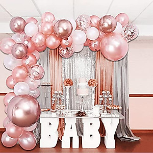 KAINSY Rose Gold and White Balloons 50Pcs, Metallic Rose Gold Blush Birthday Balloons Confetti Balloons and Latex Helium Balloon Set, Party Decorations for Birthday Wedding Girls Women