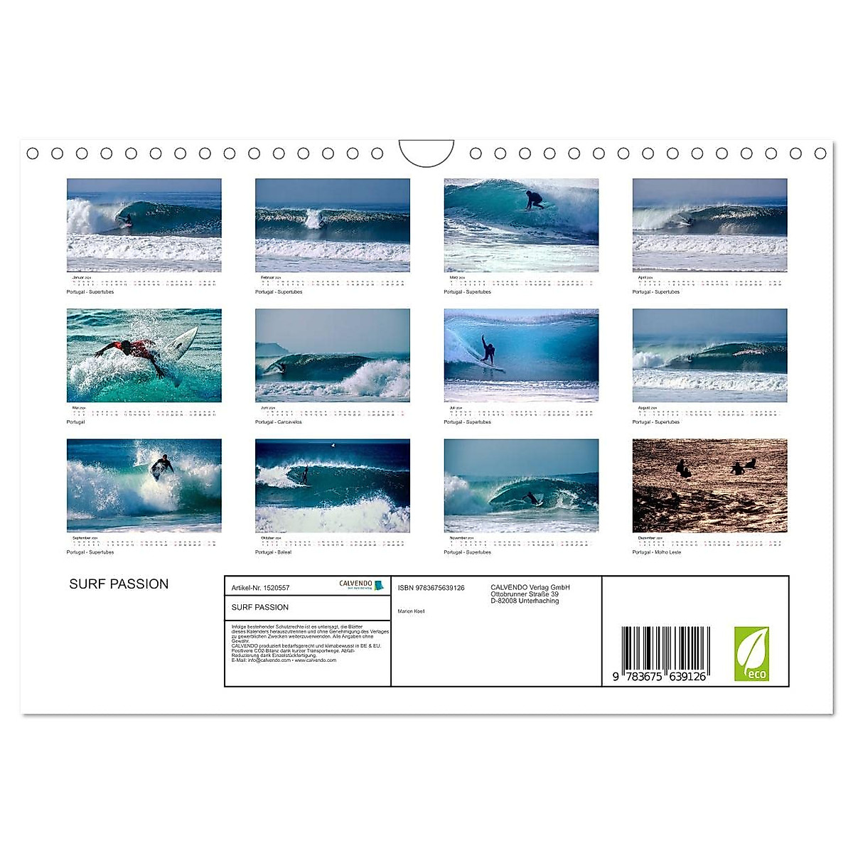 SURF PASSION 2024 Photos by Marion Koell (Wall Calendar 2024 DIN A4 Landscape), CALVENDO 12 Month Wall Calendar