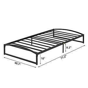 IDEALHOUSE Low Bed Frame Twin Size, 10 Inch Heavy Duty Metal Platform Twin Bed Frame Low Profile, Mattress Foundation, No Box Spring Needed, Noise-Free, Non-Slip, Easy Assembly, Black