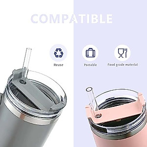 SOEOR Replacement Straw for Stanley 40 oz, 30 oz Cup Tumbler, Set of 8 Reusable Straws with Two Cleaning Brush, straw for 30oz,40oz Tumbler Cup