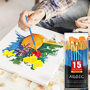 Acrylic Paint Brush Set, AROIC 60 pcs Nylon Hair Paint Brushes for All Purpose Oil Watercolor Face Body Rock Painting Artist, Small Paint Brush Kits for Kids Adult Drawing