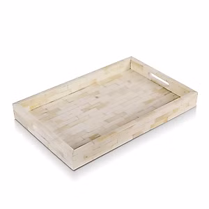 Handicrafts Home Classic Pattern Inspired Decorative Trays 11x17 - Chic White Centerpiece, Versatile Ottoman Tray for Modern Home Decor, Artistic Kitchen Serving Tray, Tray for Living Room