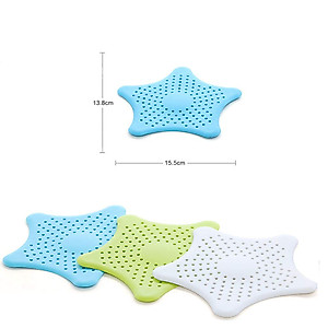 Set of 3 Rubber Starfish Drain Sink Strainer Bath Shower Sewer Cover Hairs Filter for Kitchen and Bathroom(White,Blue,Yellow)