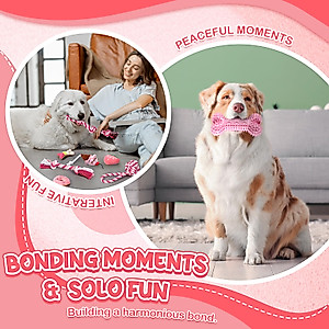 Vinsot 12 Pack Large Dog Chew Toys for Aggressive Chewers Pink Large Dog Teething Toys with Dental Rope Toys, Squeaky Toys, Treat Balls and Chew Bone for Medium, Large X-Large Breeds Dogs