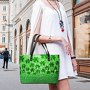 Womens Handbag Irish Shamrock Clovers Leather Tote Bag Top Handle Satchel Bags For Lady