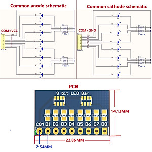3.3V 5V 8 Bit Red Common Anode LED Indicator Module DIY kit No Pin(1)