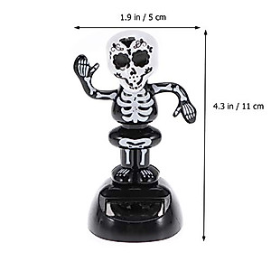 Car Dashboard Skull Halloween Car Dashboard Bobblehead Toy Scary Solar Powered Dancing Ghost Shaking Head Toy Table Desk Car Ornament Solar Bobblehead Figures