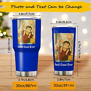 FESTIMAKE Personalized Tumbler with Name Photo, Customized Insulated Coffee Travel Mug 20oz Stainless Steel Gift for Dad Mom Mother's Day Fathers Christmas Anniversary Birthday