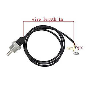 1/2 inch ds18b20 Temperature Sensor Probe with thermowell Stainless Steel 304 for Beer fermenter Homebrew Boiler 30mm 50mm 100mm 150mm 200mm 400mm 500mm (30mm)
