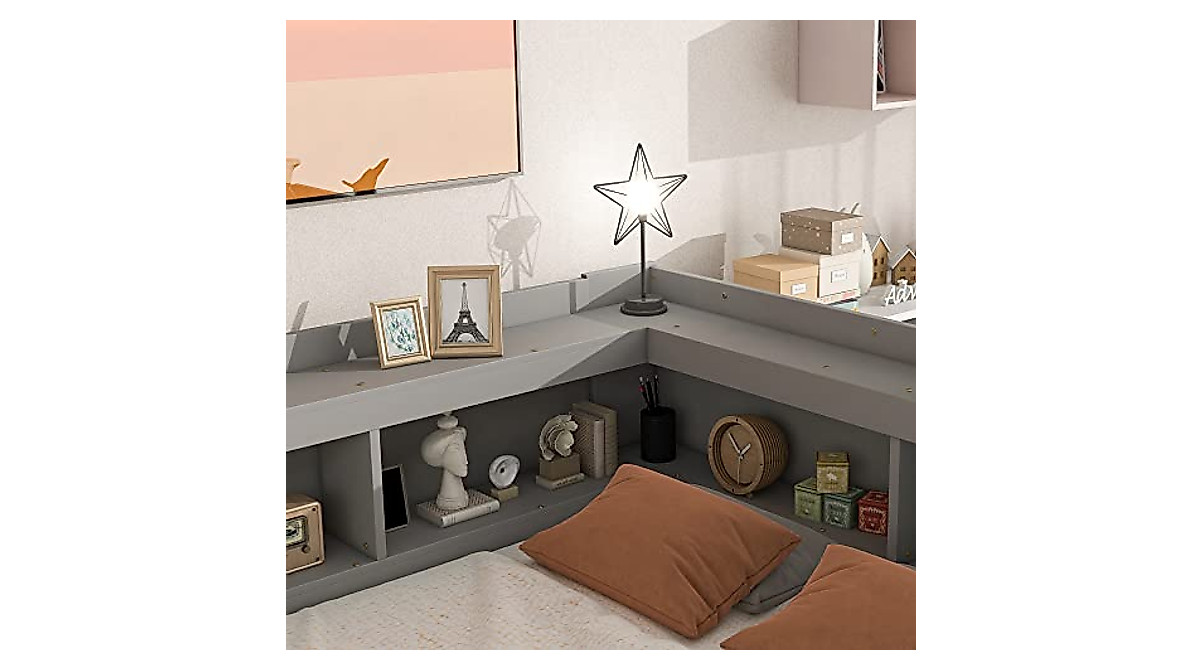 JIVOIT Full Size Captain Platform Bed with Storage