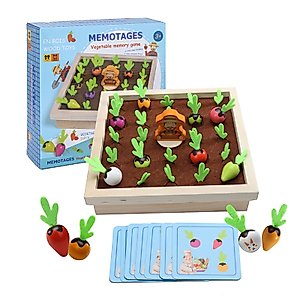 Carrot Harvest Planting Wooden Montessori Toys for Toddlers Shape Color Sorting Memory Eye Hand Coordination Educational Games
