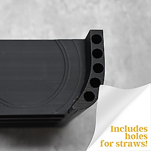 Lid Organizer Rack Compatible With Yeti Rambler & Tumblers | 5 Lid Organizer Fits Most Sizes Tumbler Lids Plus Metal Straw Storage | Made in USA (Black)