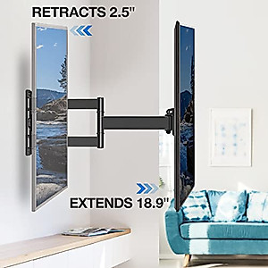 MOUNTUP TV Wall Mount, TV Mount Swivel and Tilt Full Motion for Most 26-55 Inch LED LCD Flat Curved TVs with Single Stud Articulating Arm, Wall Mount TV Bracket up to VESA 400x400mm & 88lbs, MU0014