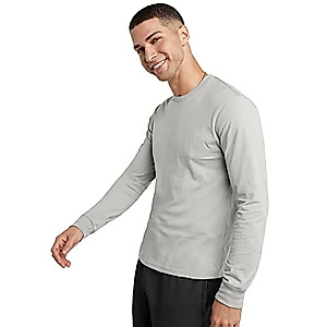 Hanes Size Originals Long Sleeve Cotton T-Shirt, Classic Crewneck Tee for Men, Light Steel, X Large Tall