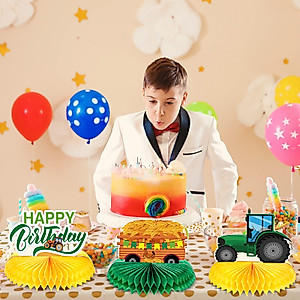 Zonon 6 Pieces Tractor Party Decorations Tractor Honeycomb Table Centerpiece Tractor Birthday Party Supplies Table Toppers for Baby Shower Party Supplies Farmhouse Truck Decor, 6 Designs