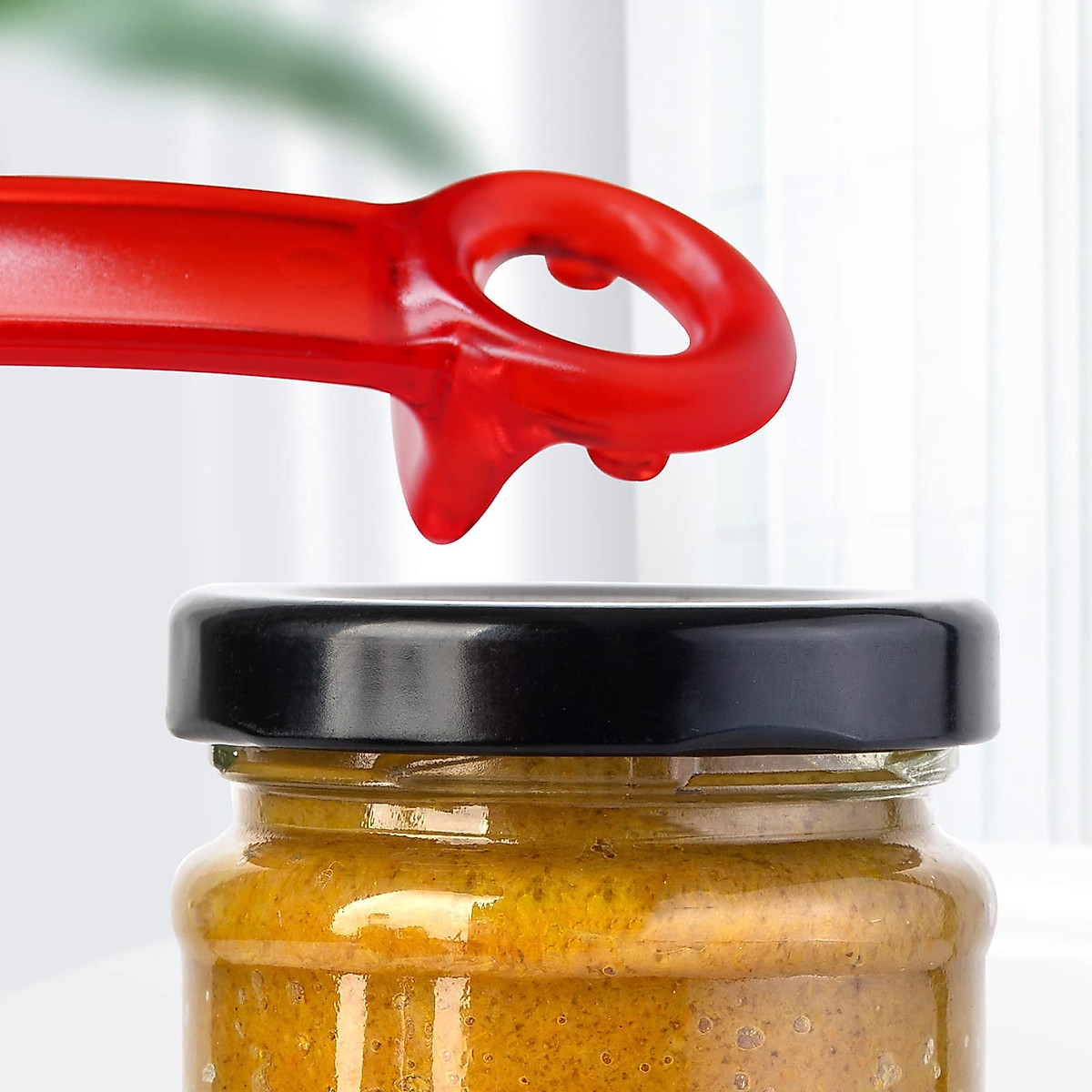 1 Pack Red Jar-key Jar Opener The Original Easy Use by Anyone (Transparent)