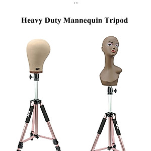 GEX 63" Heavy Duty Mannequin Tripod Stand Wig Stand for Wig Mannequin Head Training Doll Manikin Head for Cosmetology Hairdressing with Travel Bag (Rose Gold(Version 2.0))