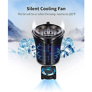 SUPERONE 150W Car Power Inverter DC 12V to 110V 120V Car AC Adapter Inverter 5-in-1 Cup Holder Design Dual USB Car Charger and 2 Car Power Adapter