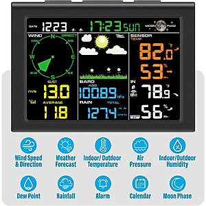 Sainlogic Professional WiFi Weather Station with Outdoor Sensor, Internet Wireless Weather Station with Rain Gauge, Weather Forecast, Wind Gauge, Wunderground