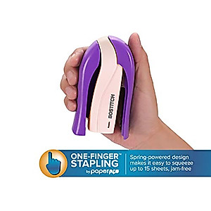 Bostitch Office inSHAPE 15 Reduced Effort Compact Stapler, Purple (1454), 4.3" x 1.9" x 7.5"