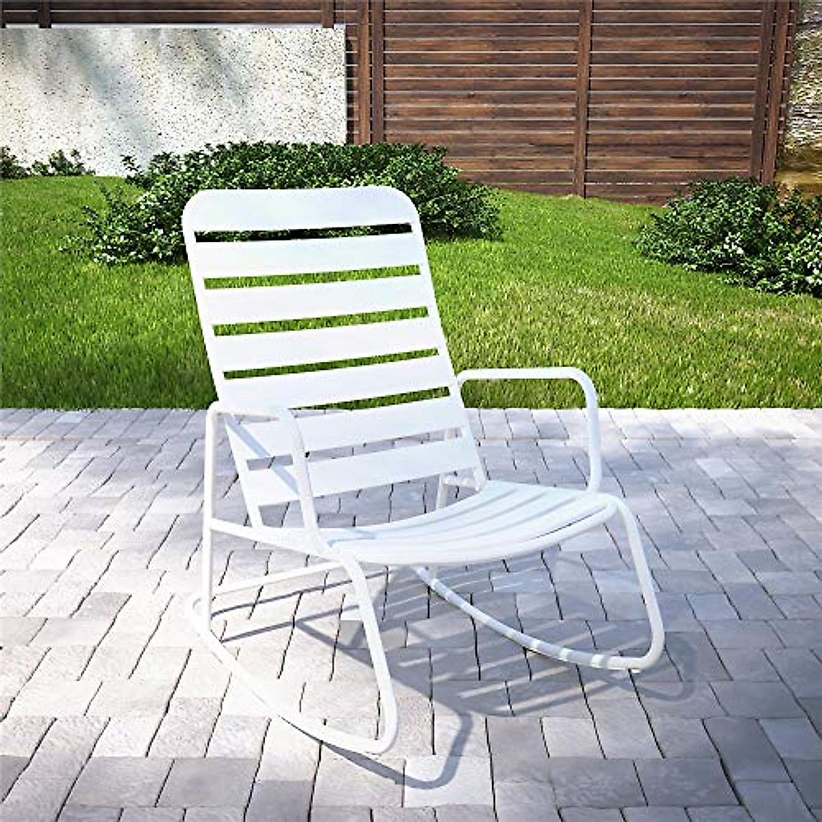 Novogratz 88065WHT1E Poolside Roberta Outdoor Rocking Chair, White