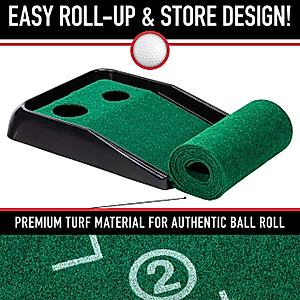 Franklin Sports Indoor Golf Putting Green – Portable Authentic 9 Foot Mat with Auto Ball Return – Golf Training Aid & Putting Practice Game – Real Course Feel (92049X)