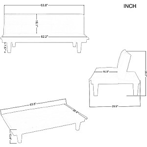 LCH Convertible Folding Sofa Bed, Futon Sofabed with 3 Adjustable Positions for Living Room, Home, 63.8” x29.9”x 28.3”, Black