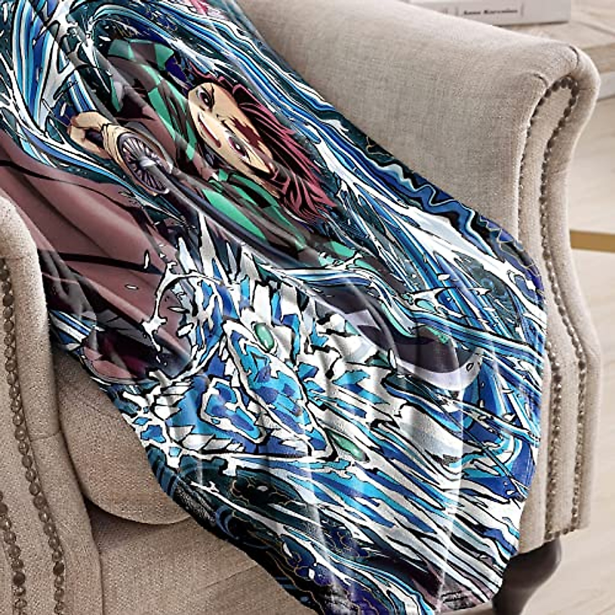 Japanese Anime Flannel Blanket 2set, Soft Lightweight Fleece Throw Blanket with Pillowcase Warm Durable Sofa Couch Decor Beding