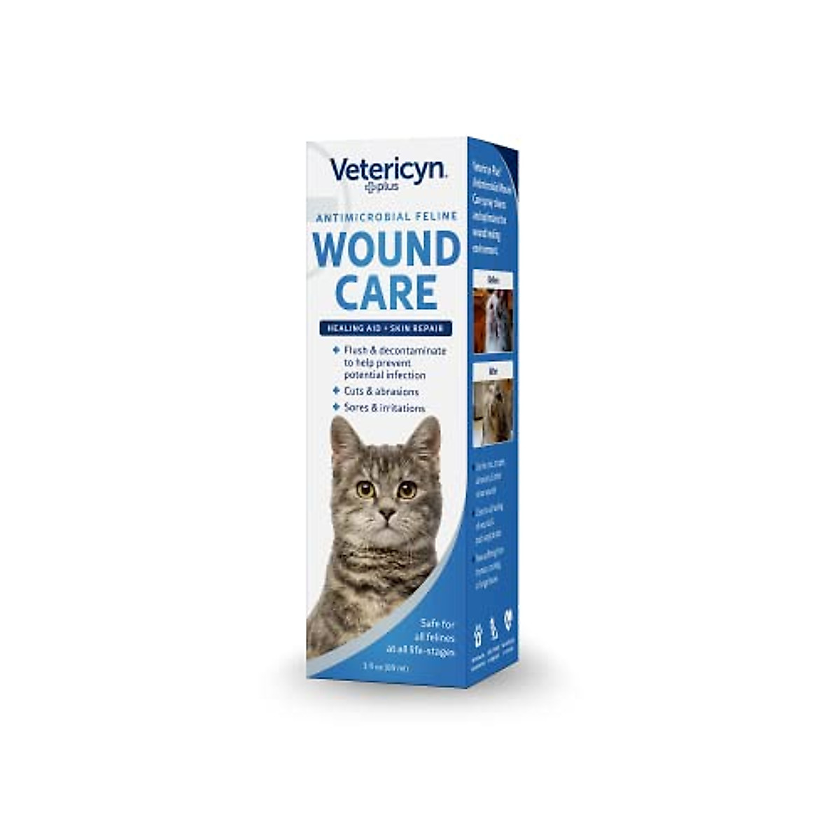 Vetericyn Plus Cat Wound Care Spray | Feline Healing Aid and Skin Repair for Wounds, Sores, and Abrasions, Provides Itch Relief for Cats Irritated Skin. 3 ounces