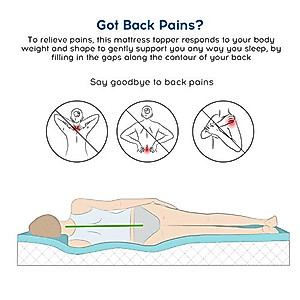 Memory Foam 2 Inch Foam Mattress Topper Full Size, Pad Gel Infused Bed Topper Double