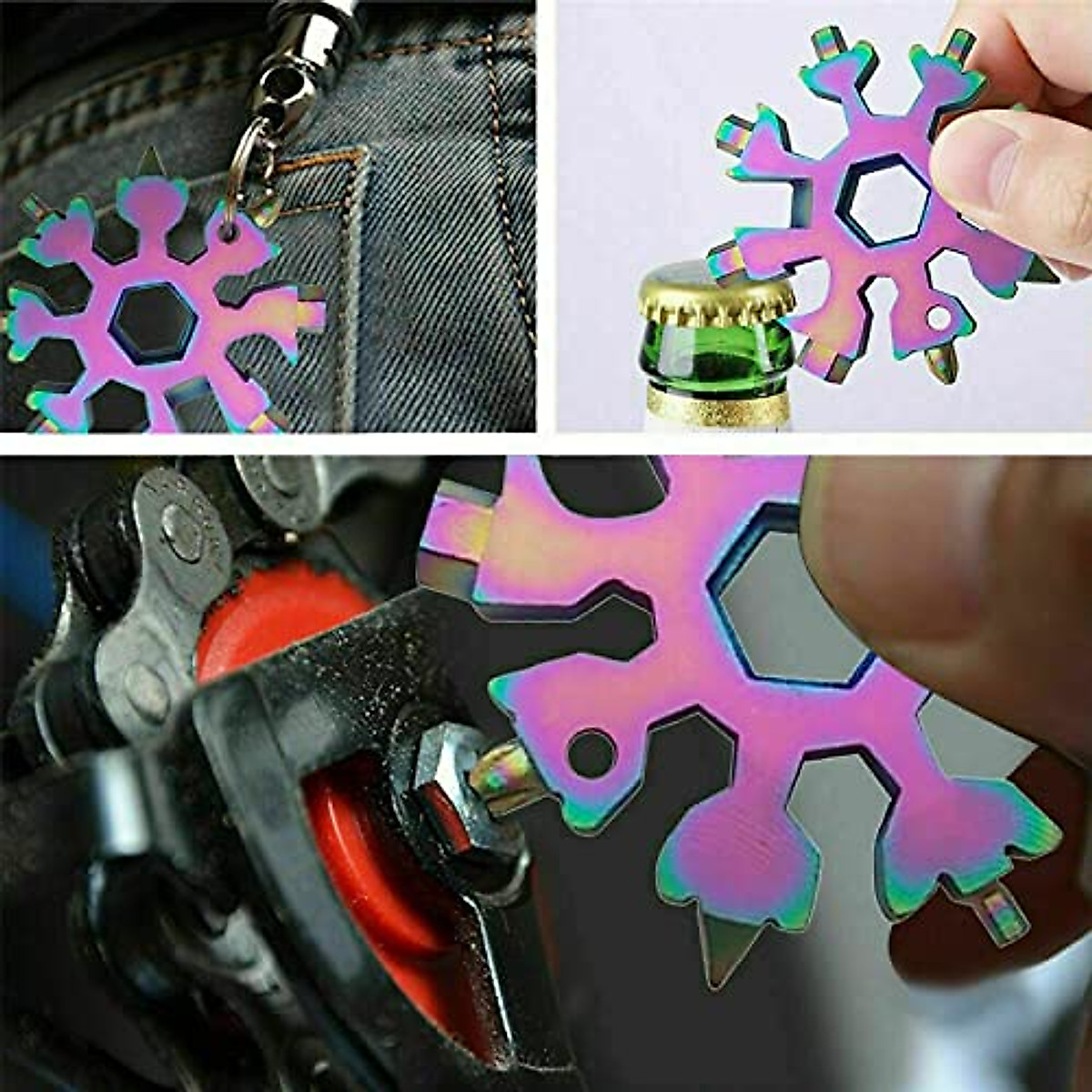 Snowflake Multi Tool Stainless Steel Colorful 18 in 1 Snowflake Wrench Screwdriver