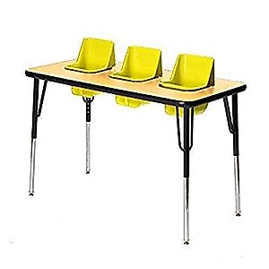 Toddler Tables Three Seat Toddler Table: Table Top Maple, Seat Color: Yellow