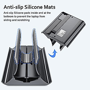 AmazeFan Vertical Laptop Stand Holder-Gravity Locking Holder Dock Space Saving Organizers and Storage for Desk-Compatible with MacBook/Air Pro/iPad/Dell/(Up to 17'')-Gray