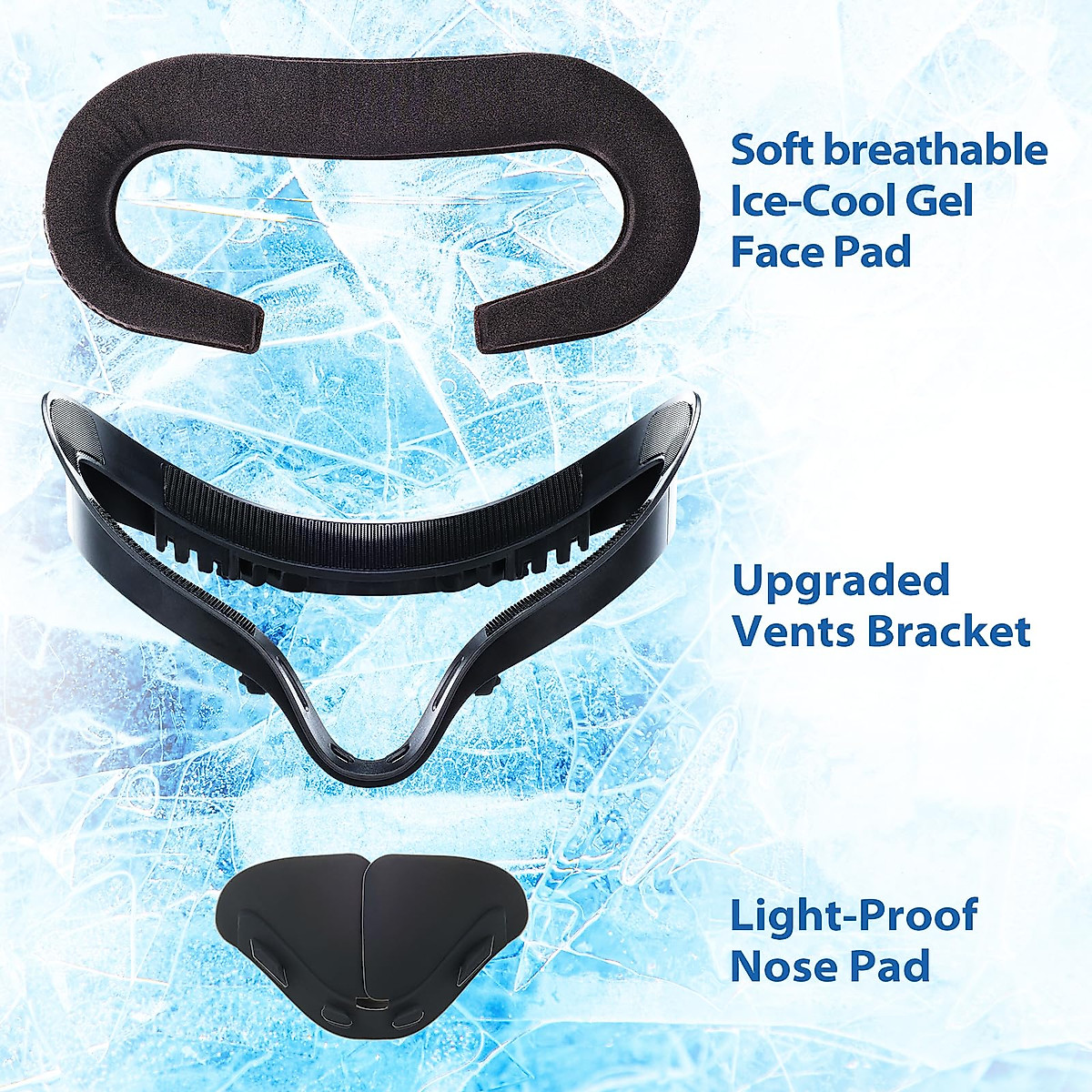 DESTEK Cooling Face Pad Compatible with Quest 2, Including Facial Interface and Removable Nose Guard - Accessories for Oculus/Meta Quest 2 - Face Cushion Face Cover Replacement