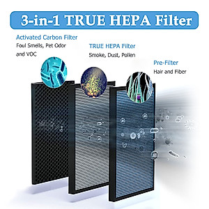 Vegebe R1 P1802 P1801 Filter Replacement Compatible with YIOU R1 P1802 and Vegebe Filter, Fit for Elechomes P1801 Air Purifier, 3-in-1 True HEPA by Vegebe, 1 Pack