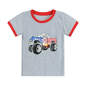 DDSOL Toddler Boys Pajamas Sets Summer Pjs 2 Piece Sleepwear Truck Cotton Kids Short Jammies 5T 6T