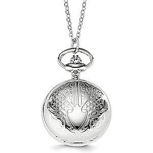 Sonia Jewels Charles Hubert Chrome-Finish Flower Floral Design Pendant Watch 28"