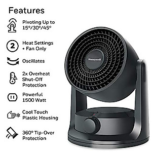 Honeywell Turbo Force Power Heat Circulator Heaters, Black