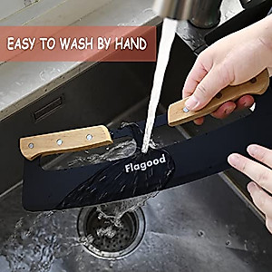 Flagood Pizza Cutter Rocker with Wooden Handles & Protective Cover, 14inch Sharp Stainless Steel Large Pizza Slicer Knife for Kitchen Tool Accessories