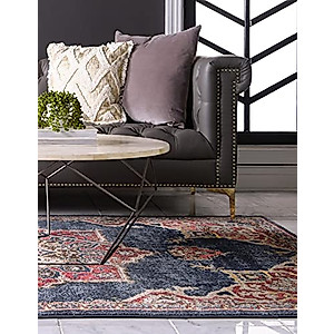 Unique Loom Utopia Collection Traditional Classic Vintage Inspired Area Rug with Warm Hues, 9 ft x 12 ft, Navy Blue/Burgundy