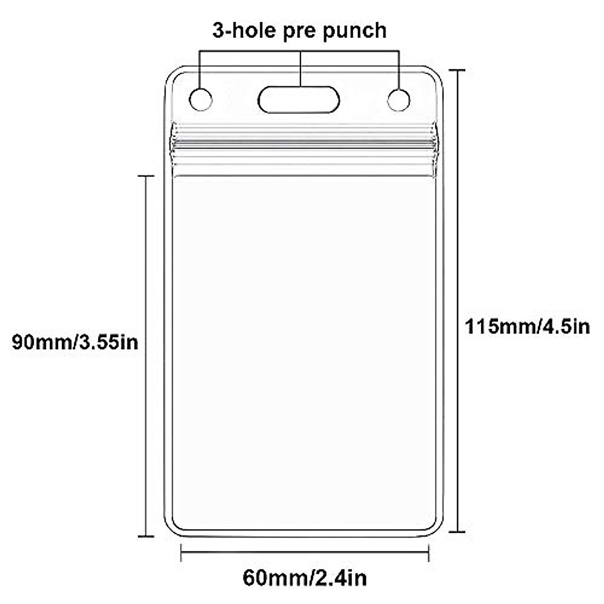 100 Pcs Clear Plastic Vertical Name Badge ID Card Holders