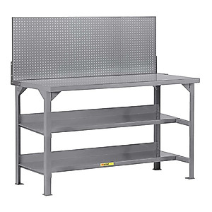 Little Giant WST3-3072-36-LP Welded Workbench with Double Lower Shelf Storage and Louvered Panel, 4000lbs Capacity, 30" Length, 72" Width
