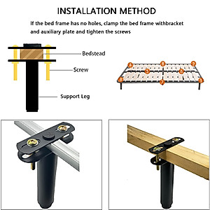 KTURRZ 4Pcs Adjustable Metal Bed Frame Support Legs, Bed Frame Center Slats Heavy Support Leg, Extra Durable Steel Furniture Feet, for King Bed Sofa Furniture Cabinet Feet Legs(7.08"-13.3")