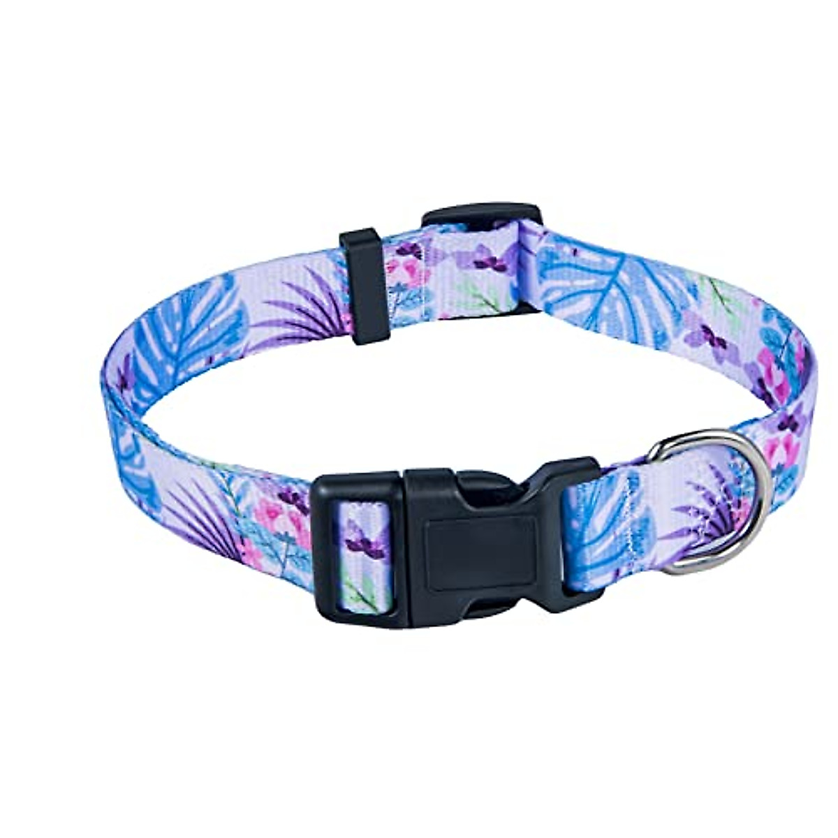Dog Collar - Cute Dog Collar for Small/ Medium/ Large Dogs, Boy and Girl Dog Collars Soft Adjustable (Large (17"-22"), Leaves and Flower)