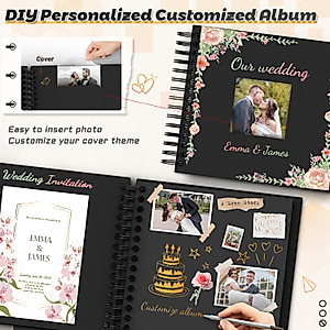 Popotop Scrapbook Photo Album,8x8in 80Pages DIY Hardcover Kraft Photo Album with Display Picture Window,Personalized Blank Memory Book for Family, Wedding,Guest Book,Anniversary