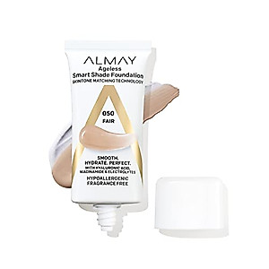 Almay Anti-Aging Foundation, Smart Shade Face Makeup with Hyaluronic Acid, Niacinamide, Vitamin C & E, Hypoallergenic-Fragrance Free, 050 Fair, 1 Fl Oz (Pack of 1)
