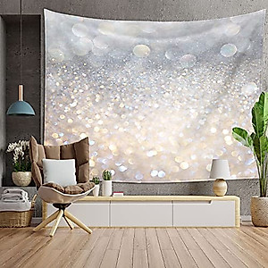 Axayaz Silver Glitter Wall Tapestry 80x60 Inch Diamond Sparkle Shine Stars Glamour Backdrop Hanging Polyester Home Decor for Bedroom Living Room Dorm
