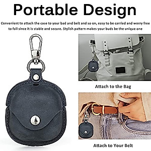 Miimall Leather Case Compatible for Samsung Galaxy Buds 2 Pro/Galaxy Buds Pro/Galaxy Buds 2 / Galaxy Buds Live, Full Protective Bumper with Keychain for Galaxy Buds 2 Pro(Blue)